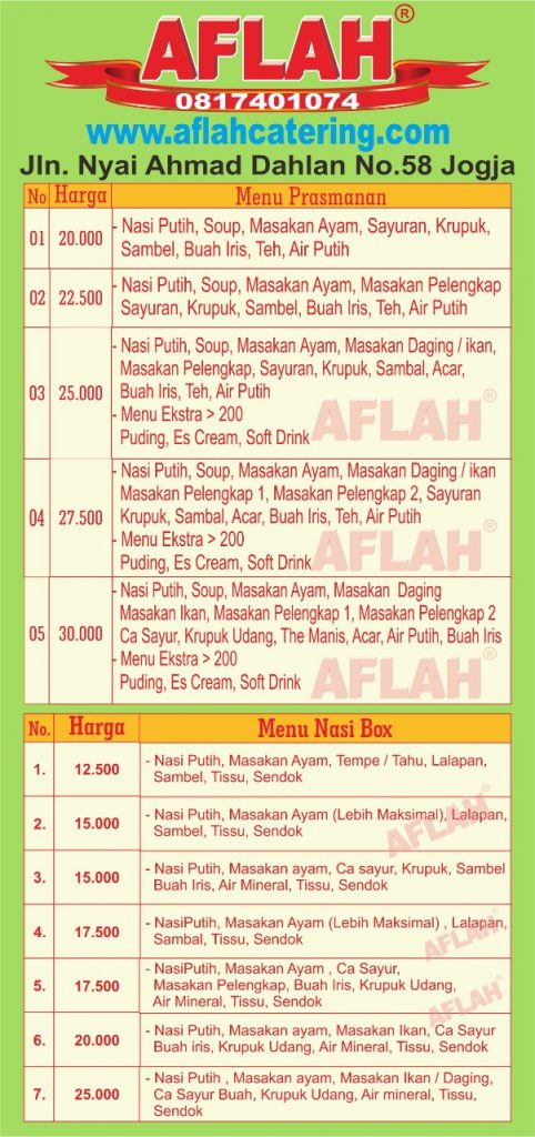 Paket Menu Prasmanan Jogja - Aflah Catering